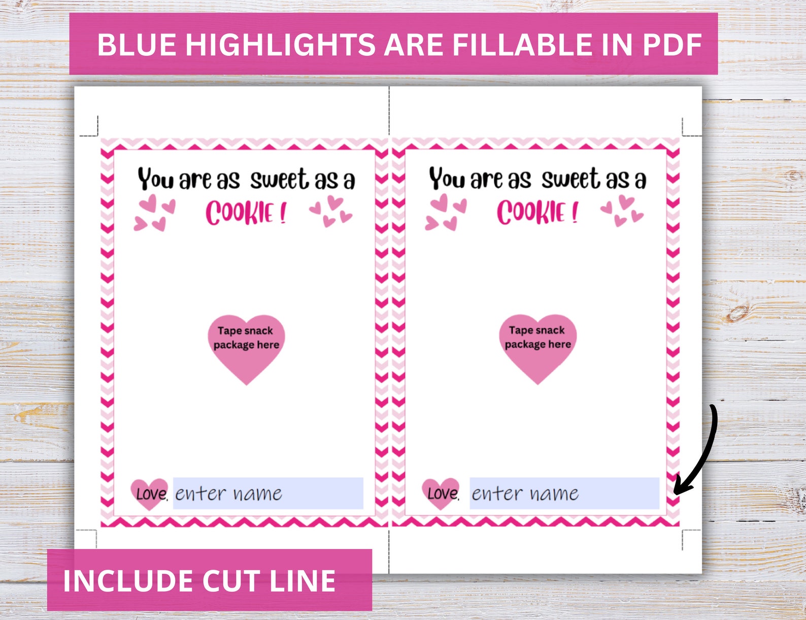 Valentine Day Cookie Snack Card Printable, Classroom Valentines Day ...