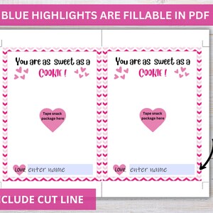 Valentine Day Cookie Snack Card Printable, Classroom Valentines Day ...