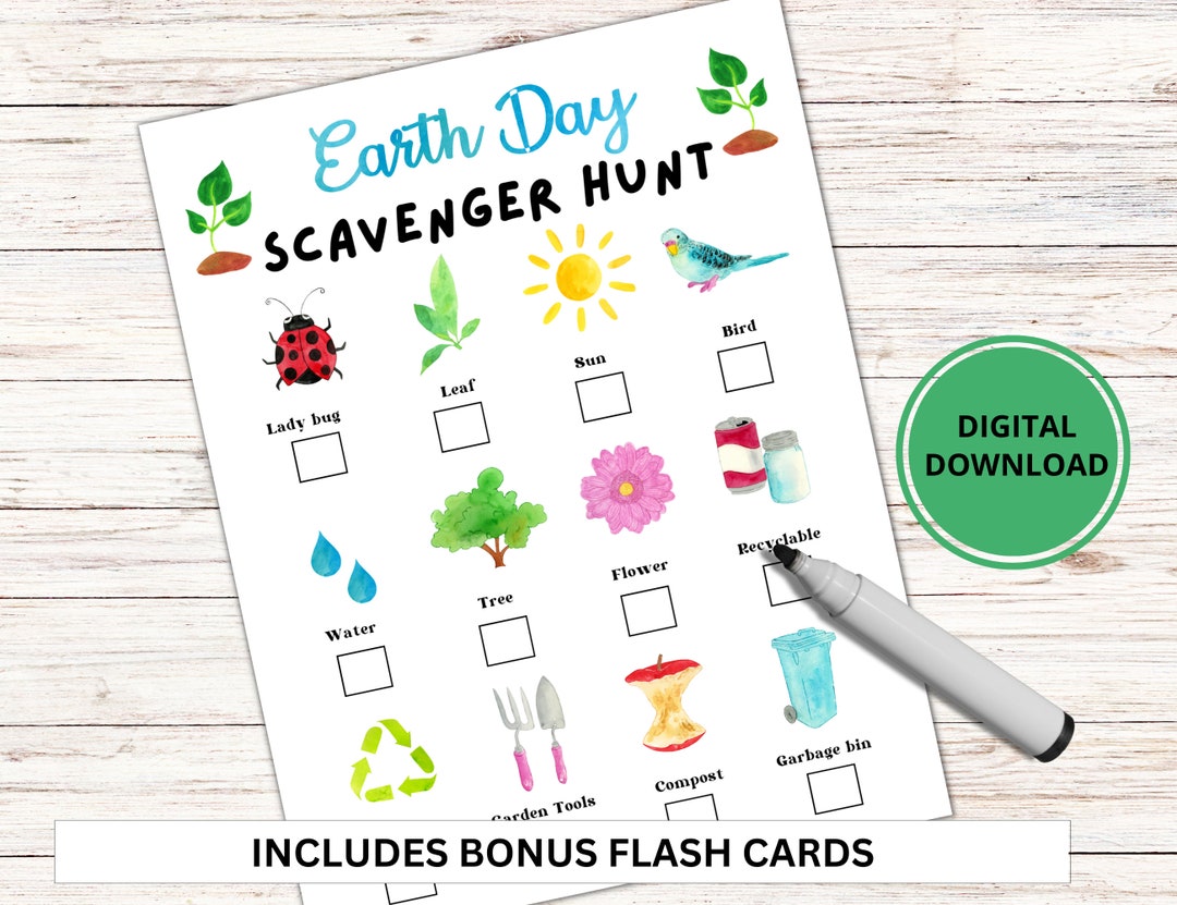 Earth Day Scavenger Hunt for Kids, Earth Day Printable Activities ...