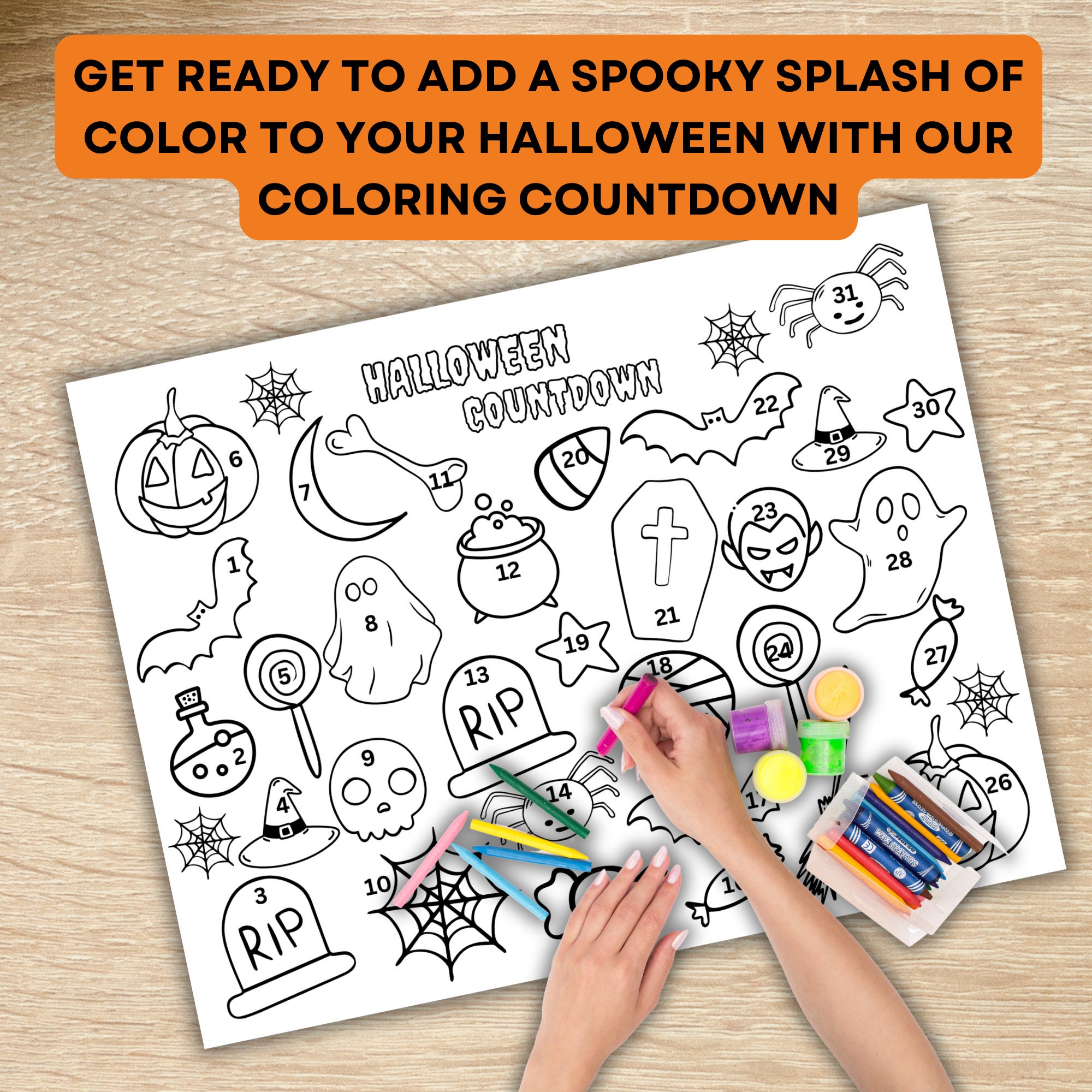 Halloween Countdown Calendar Printable, Halloween Countdown Advent ...