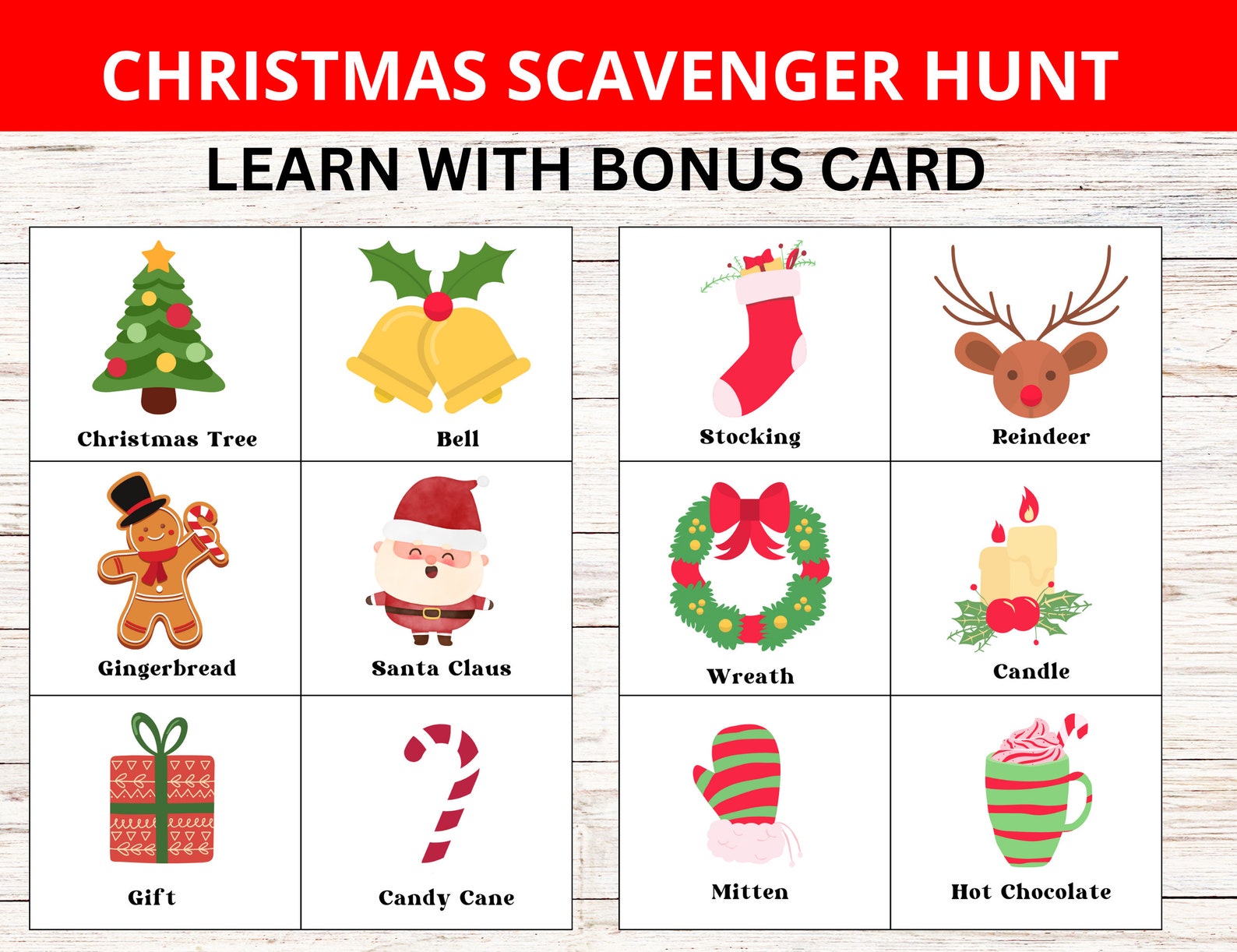 Christmas Scavenger Hunt Printable, Christmas Treasure Hunt for Kids ...