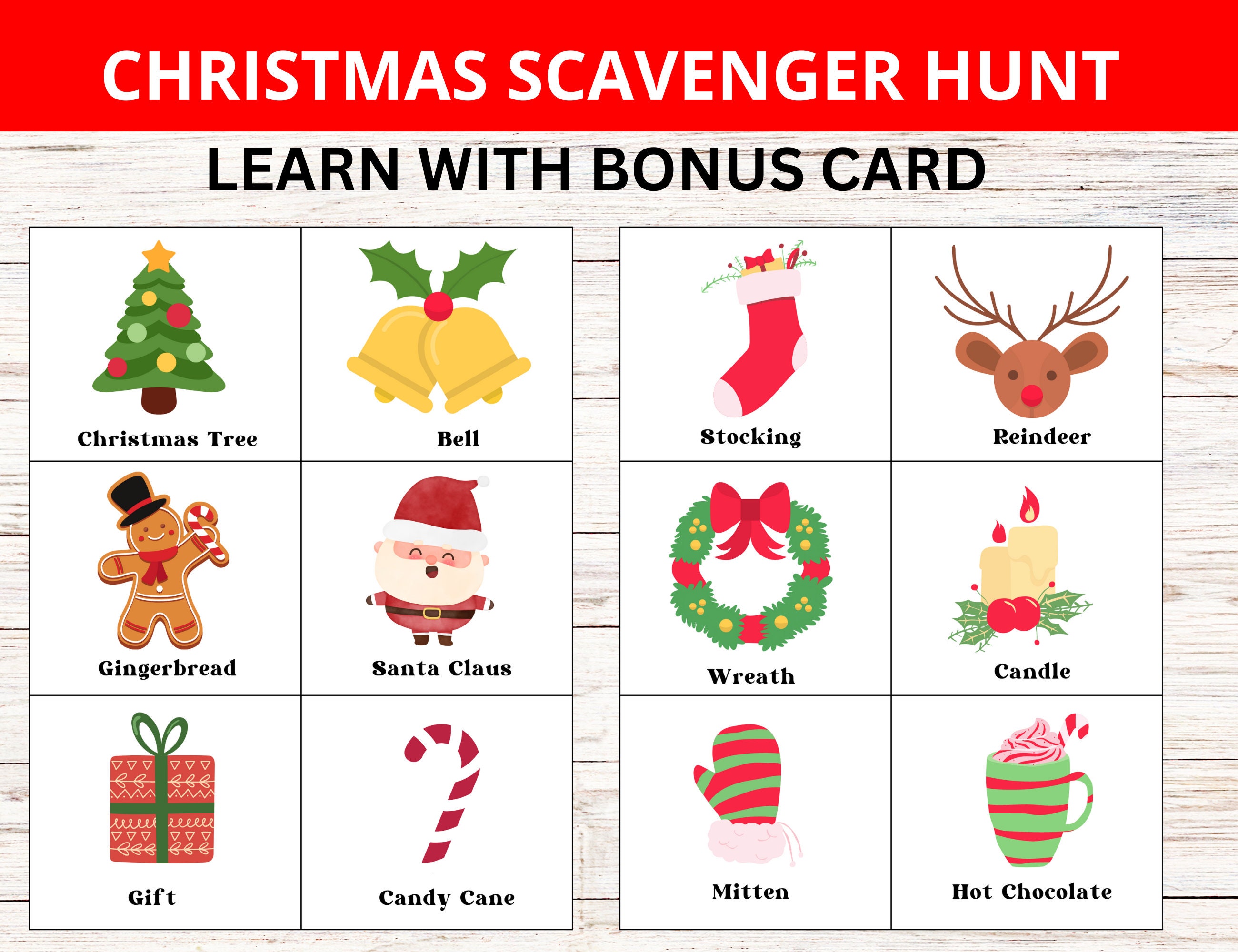 Christmas Scavenger Hunt Printable, Christmas Treasure Hunt for Kids ...