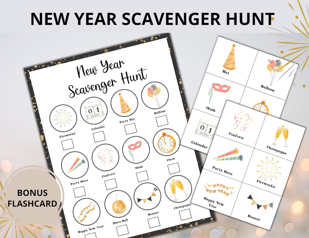 New Year Scavenger Hunt 2022 2023, New Year Party Game for Kids, New ...