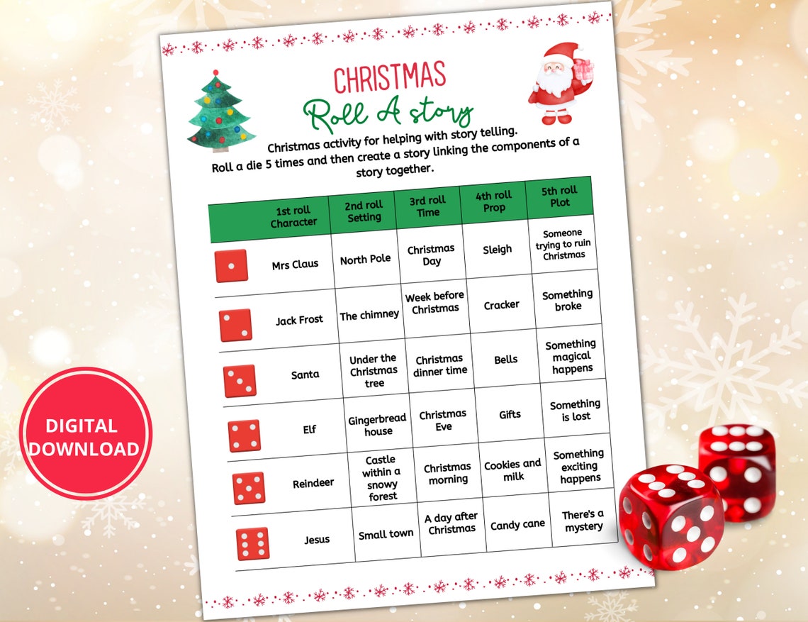 Roll A Christmas Story Game Printable Roll A Christmas Story - Etsy Canada