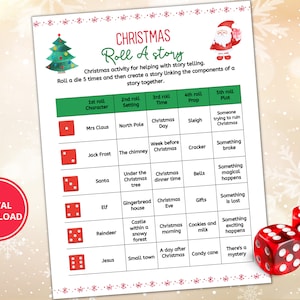 Roll A Christmas Story Game Printable, Roll A Christmas Story Dice Game ...