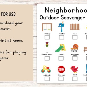 Neighborhood Scavenger Hunt, Outdoor Game Printable for Kids, Printable ...