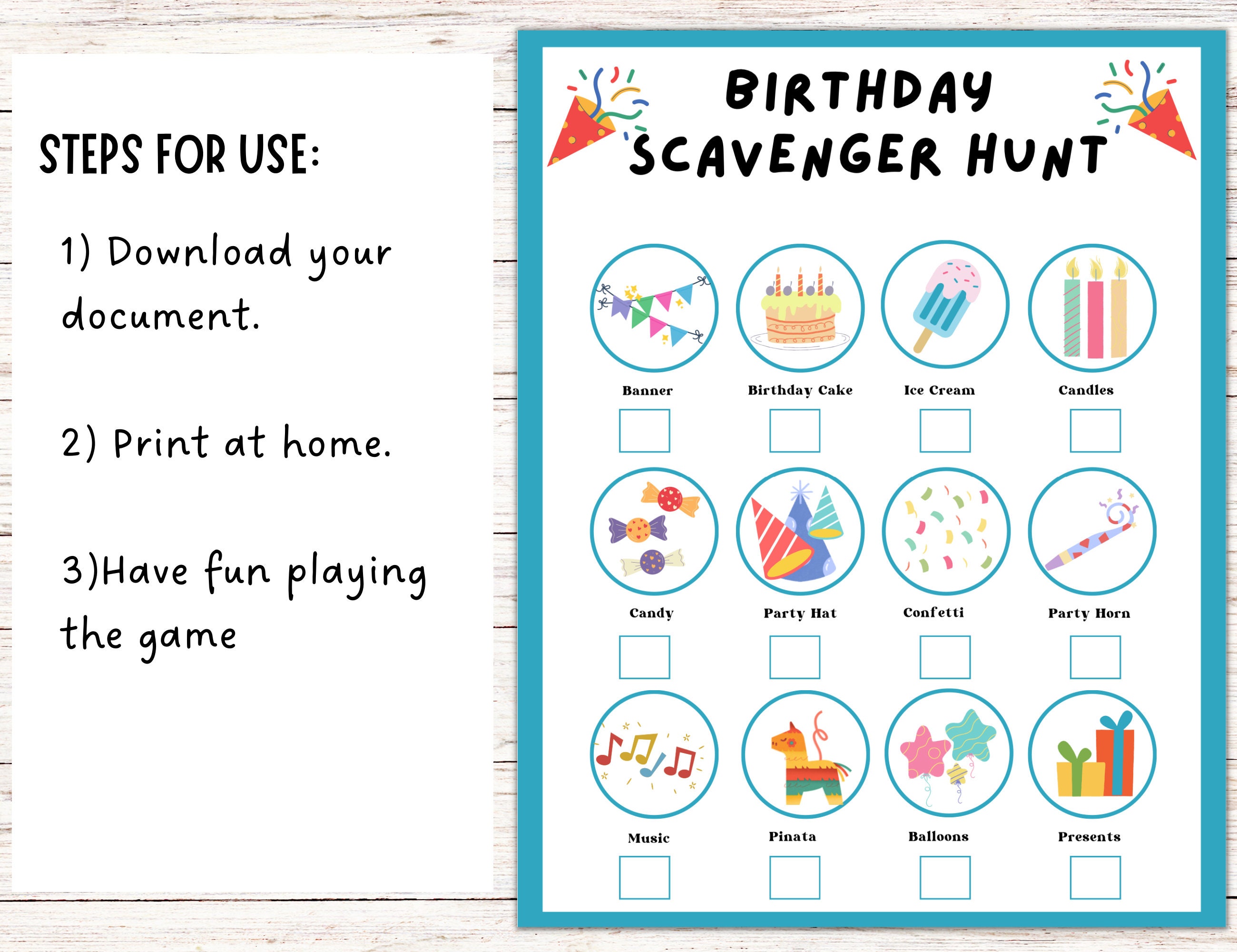 Birthday Scavenger Hunt for Kids, Birthday Treasure Hunt, Birthday ...