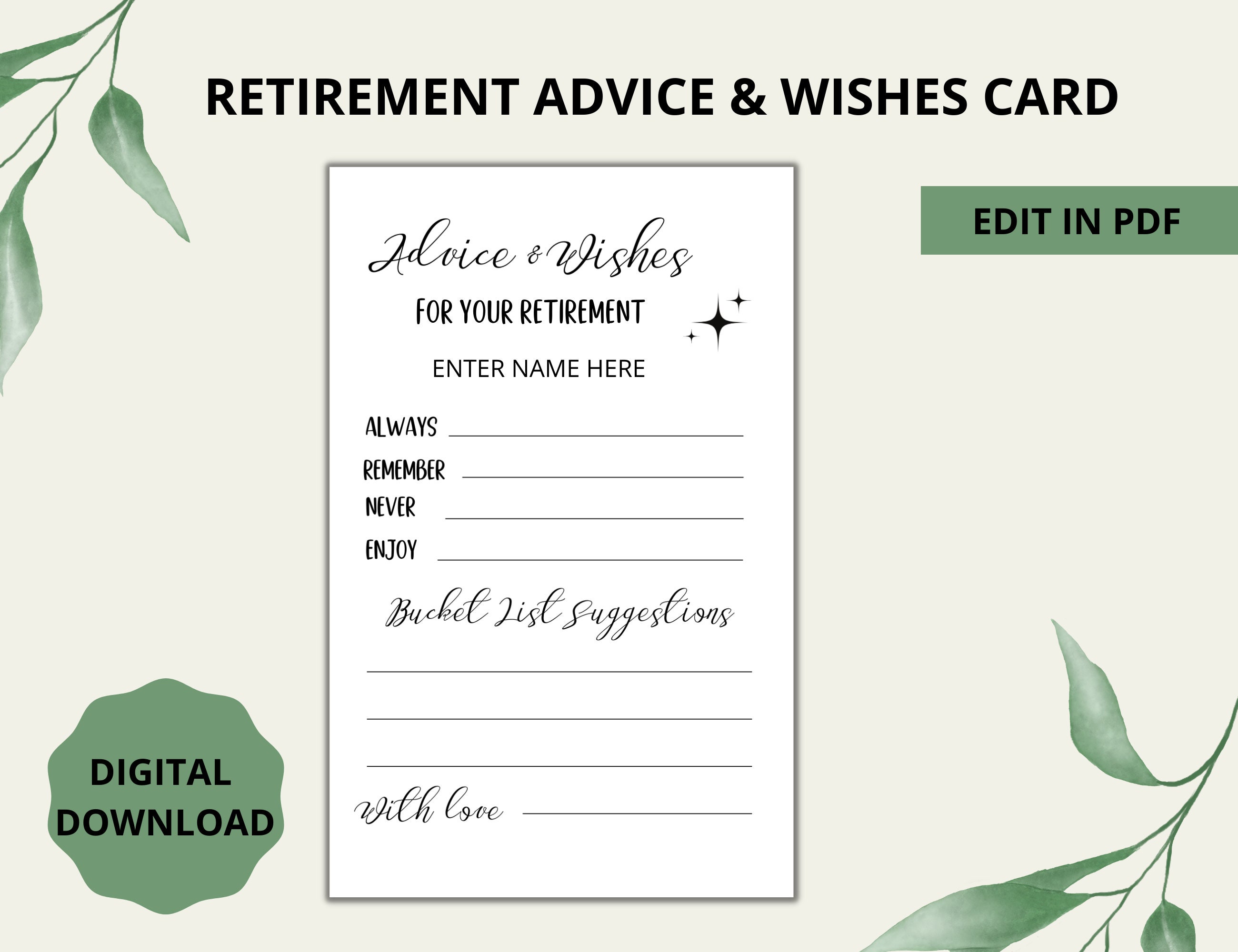 Retirement Advice and Wishes Card, Retirement Party Game Idea, Goodbye ...