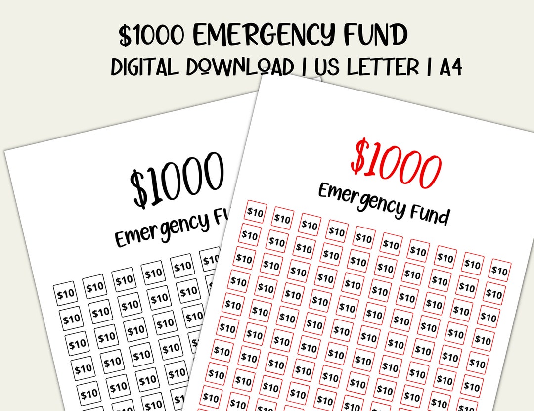 1000 Savings Challenge Printable, Emergency Fund Money Challenge, Mini ...