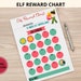 Printable Santa Elf Reward Chart, Behavior Chart for Kids ,reward ...