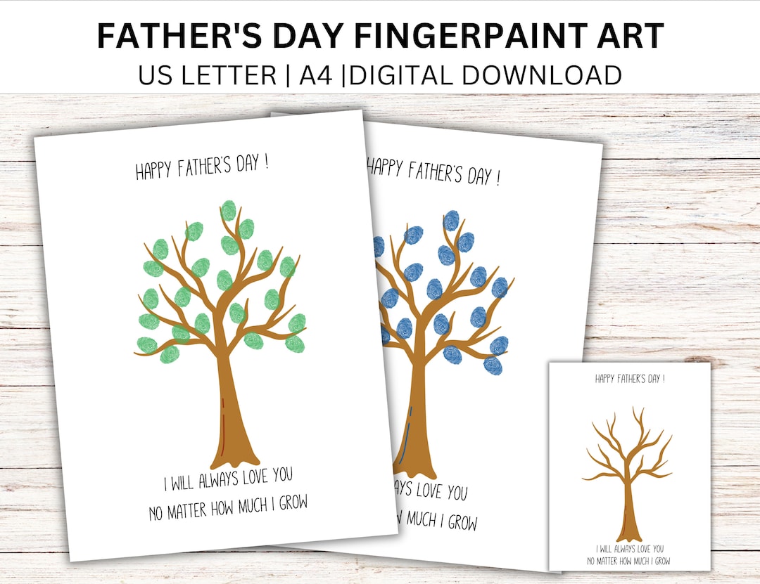 Father's Day Fingerprint Art, Thumbprint Art Template, Fingerprint Tree ...