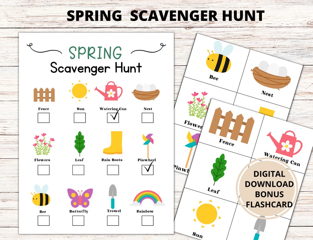 Spring Outdoor Scavenger Hunt for Kids, Treasure Hunt for Kids, Outdoor ...