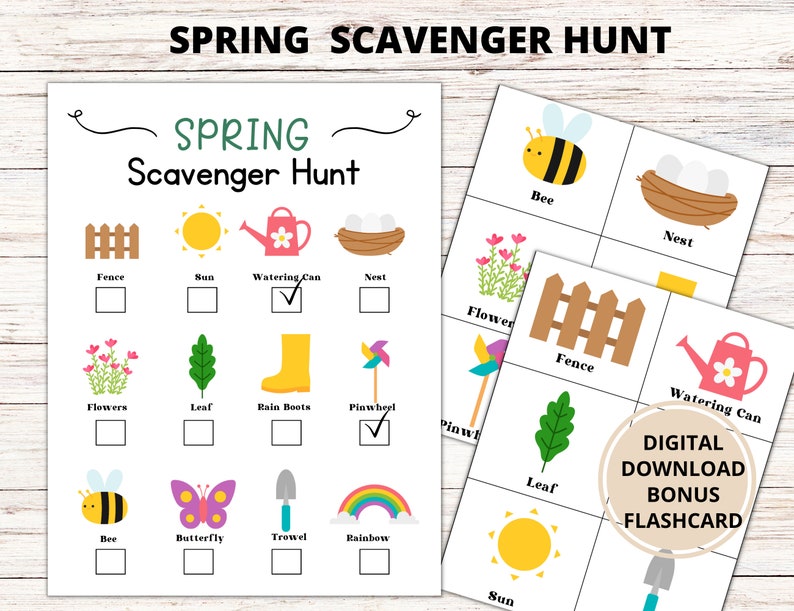 Spring Outdoor Scavenger Hunt for Kids, Treasure Hunt for Kids, Outdoor ...
