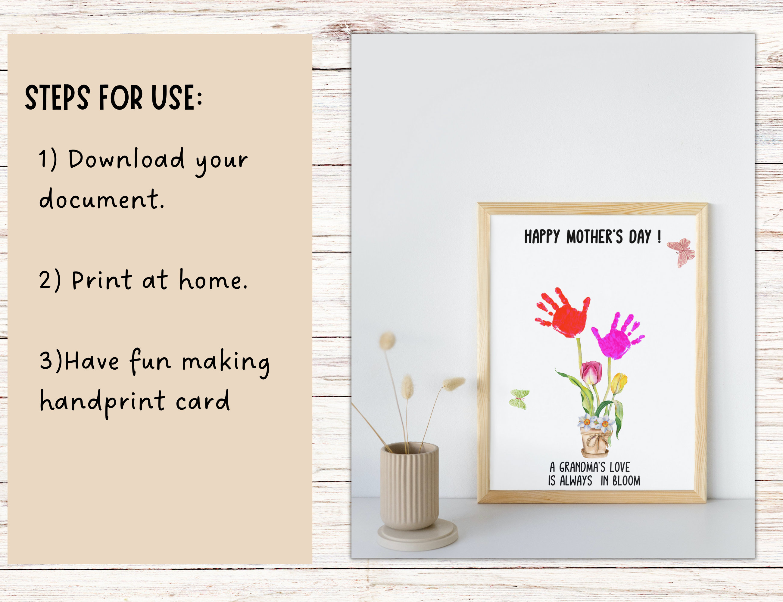 Handprint Flower Craft Art Grandma Gifts From Kids Handprint Art for ...