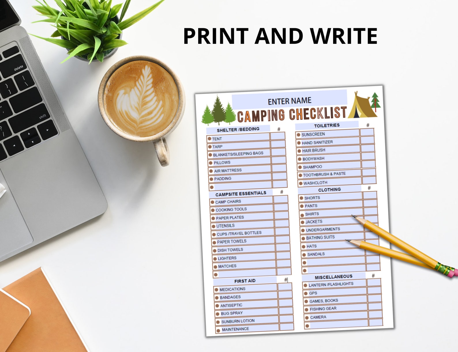 Editable Camping Packing List, Camping Trip Packing Checklist PDF ...