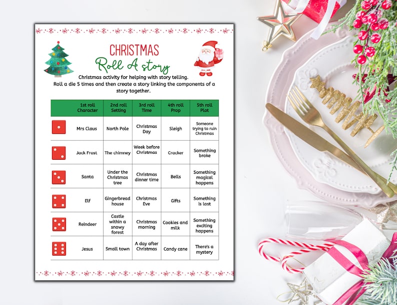 Roll A Christmas Story Game Printable, Roll A Christmas Story Dice Game ...