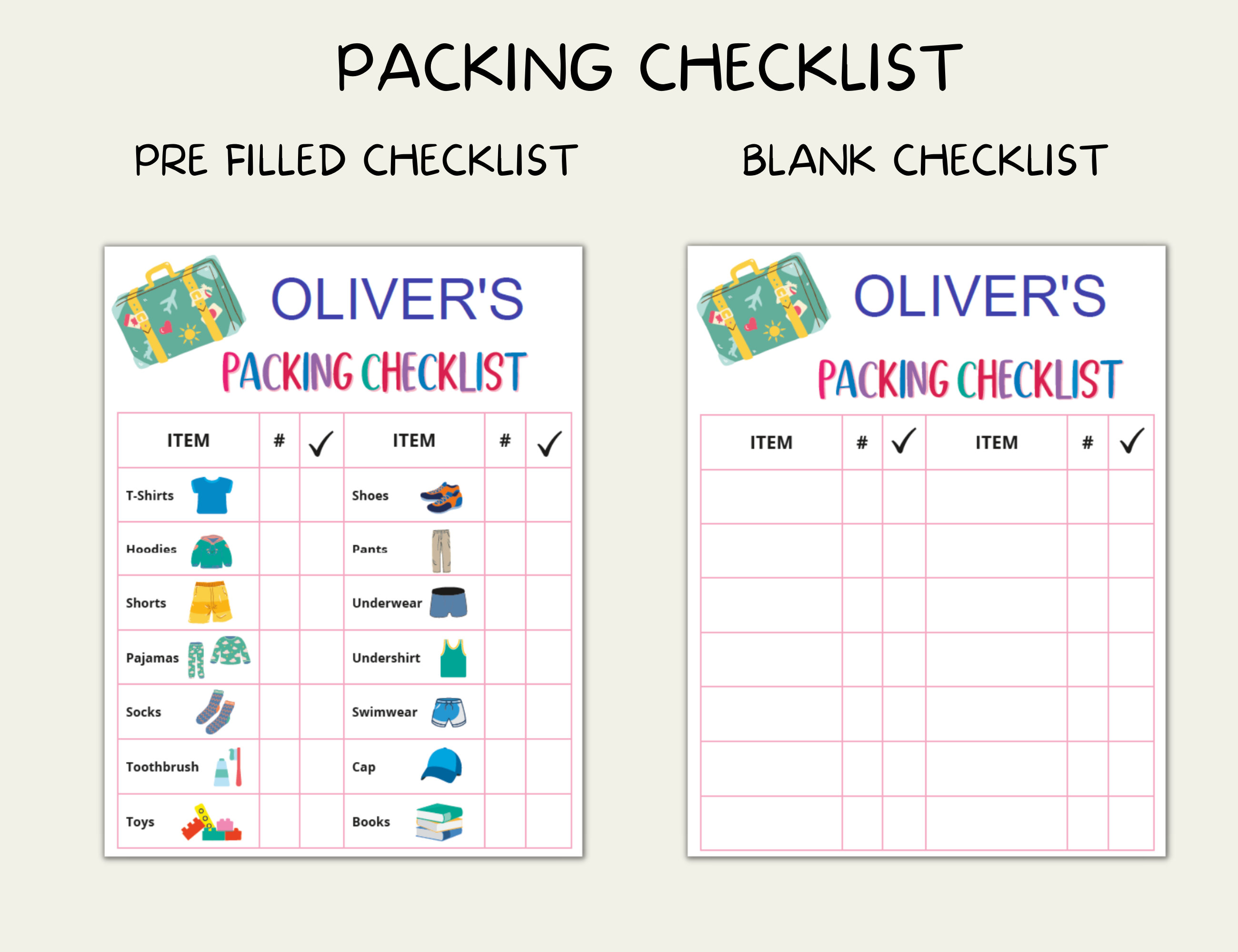 Kids Packing List, Kids Checklist , Vacation Travel Packing List ...