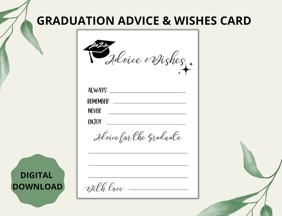 Advice and Wishes Card Graduation Editable PDF Card - Etsy