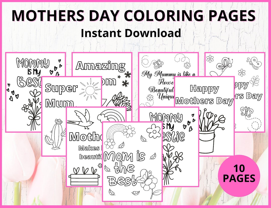 Mothers Day Coloring Pages, Mothers Day Printables, Coloring Book for ...