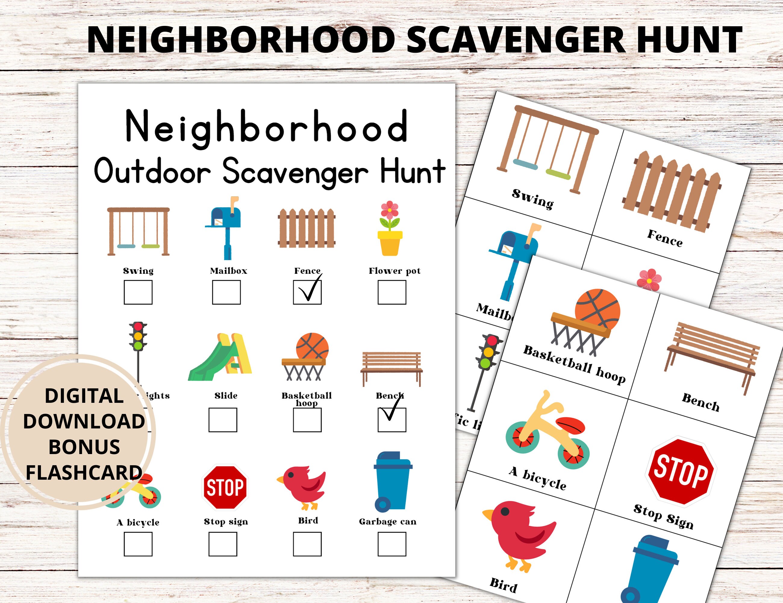 Neighborhood Scavenger Hunt, Outdoor Game Printable for Kids, Printable ...