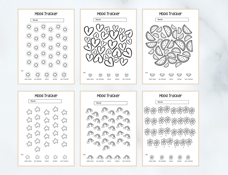 Mood Tracker Printable Bundle, Monthly Mood Tracker, Routine Tracking ...
