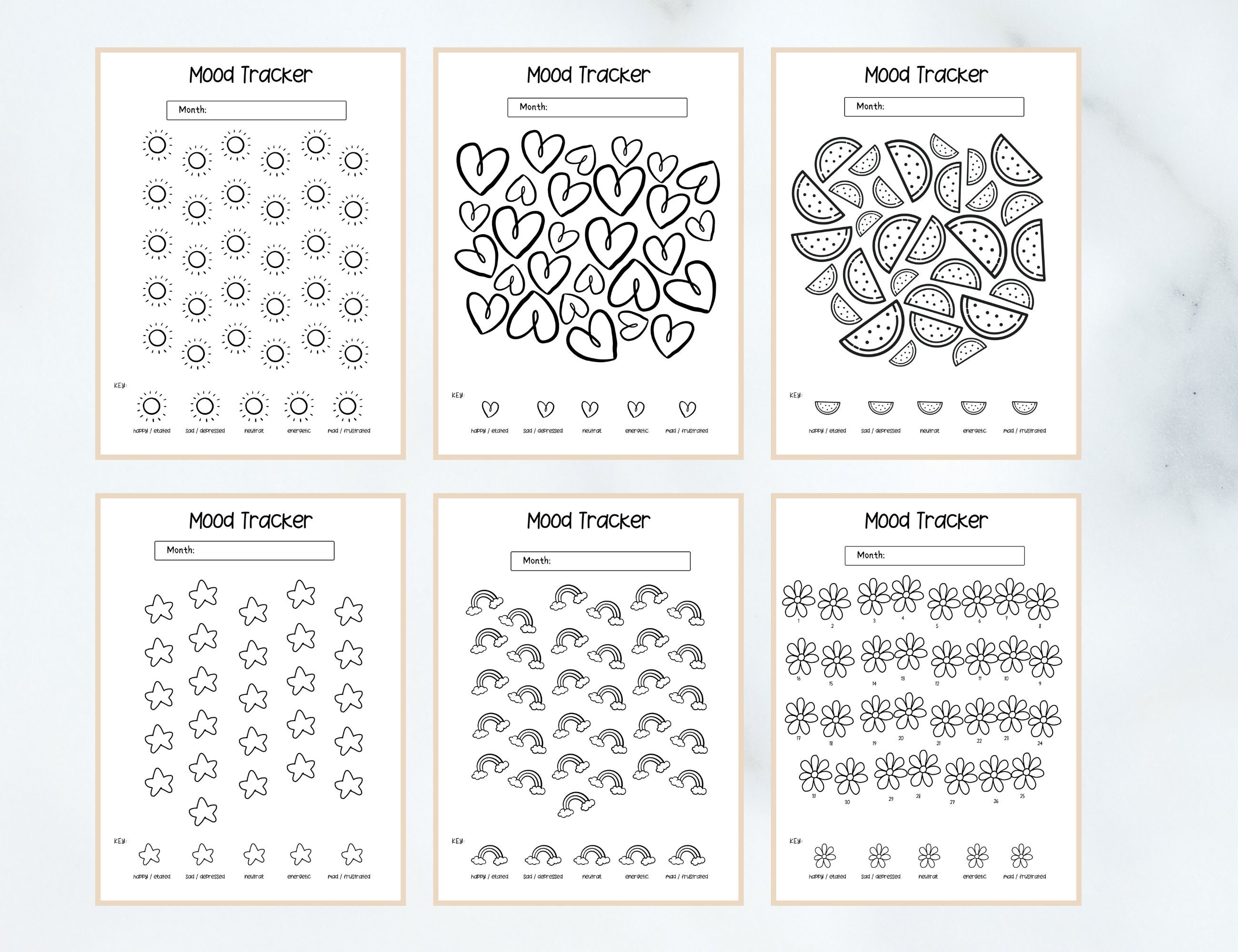 Mood Tracker Printable Bundle, Monthly Mood Tracker, Routine Tracking ...