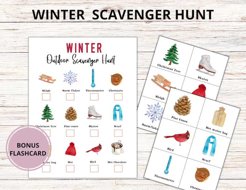 Winter Outdoor Scavenger Hunt Printable, Winter Nature Walks , Games ...