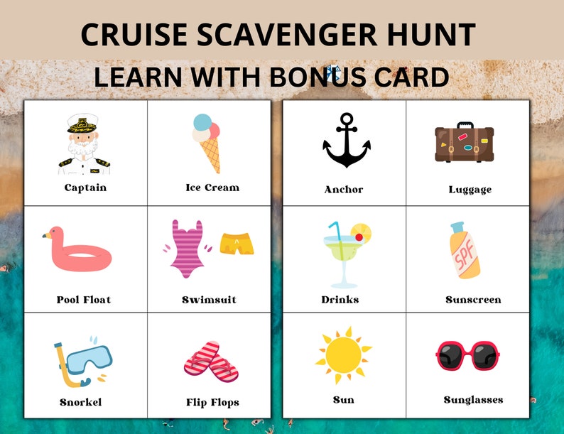 Cruise Scavenger Hunt Printable for Kids, Cruise Essentials, Cruise ...