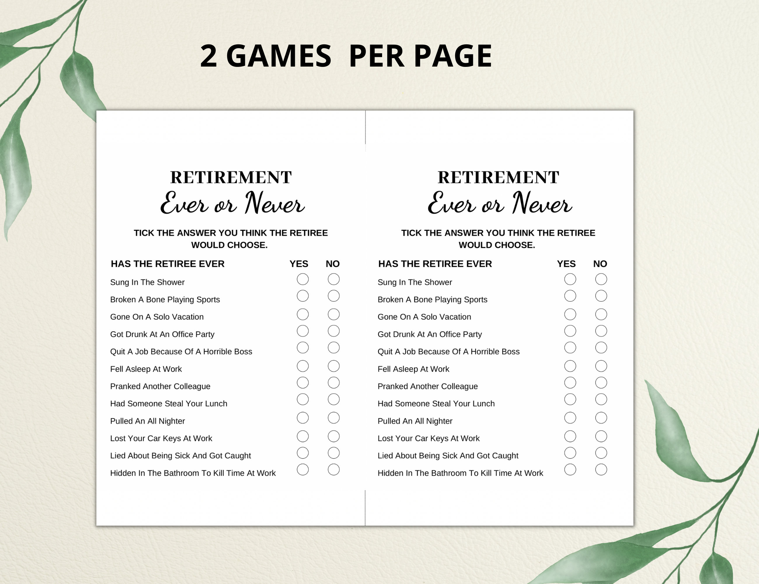 Retirement Party Games Printable, Never Have I Ever Game, Coworker ...