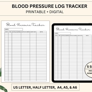 Blood Pressure Log Printable, Editable Blood Pressure Tracker, Daily ...