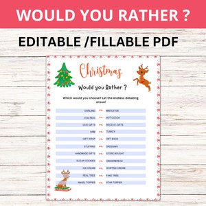 Christmas Would You Rather Game for Kids, Christmas Activity for Kids ...