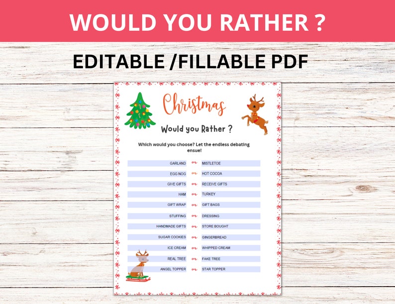 Christmas Would You Rather Game for Kids, Christmas Activity for Kids ...