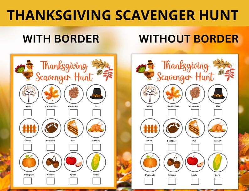 Thanksgiving Scavenger Hunt Printable Thanksgiving Scavenger - Etsy