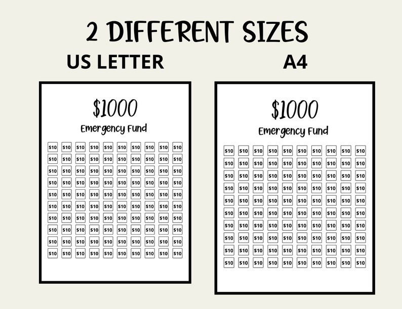 1000 Savings Challenge Printable, Emergency Fund Money Challenge, Mini ...