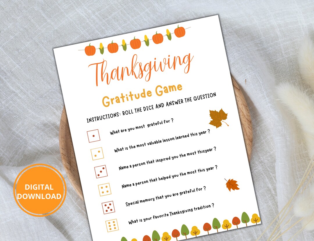 Juego de gratitud de Acción de Gracias, Juego de fiesta de Acción de ...