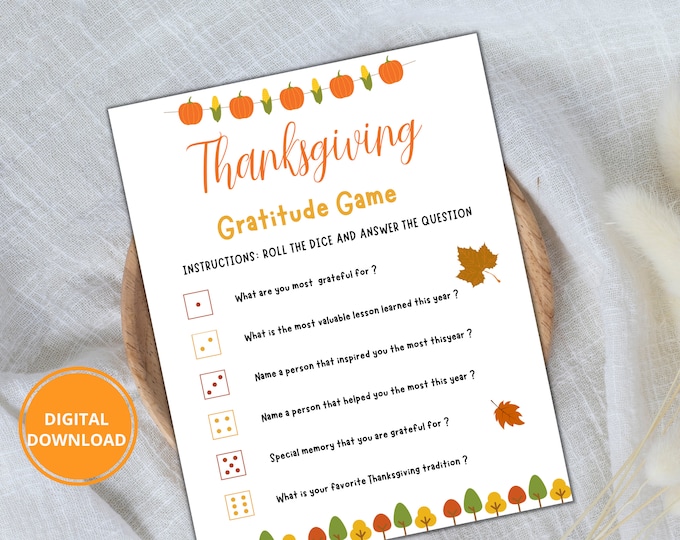 Thanksgiving Gratitude Game, Thanksgiving Dice Game, Thanksgiving Party ...