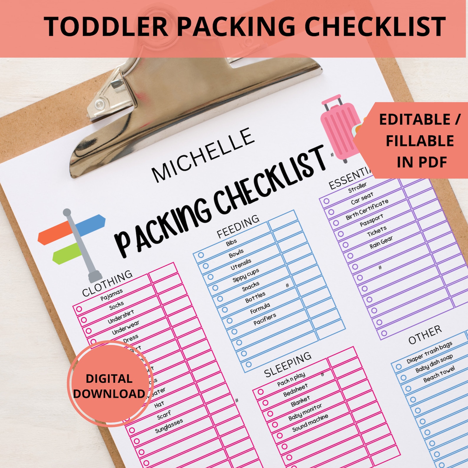 Toddler Packing List, Toddler Travel Checklist , Vacation Travel ...