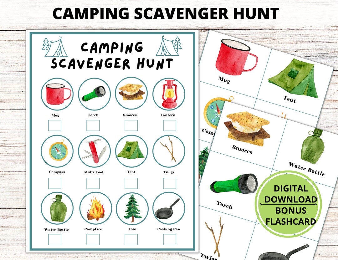 Camping Scavenger Hunt Printable for Kids, Outdoor Scavenger Hunt ...