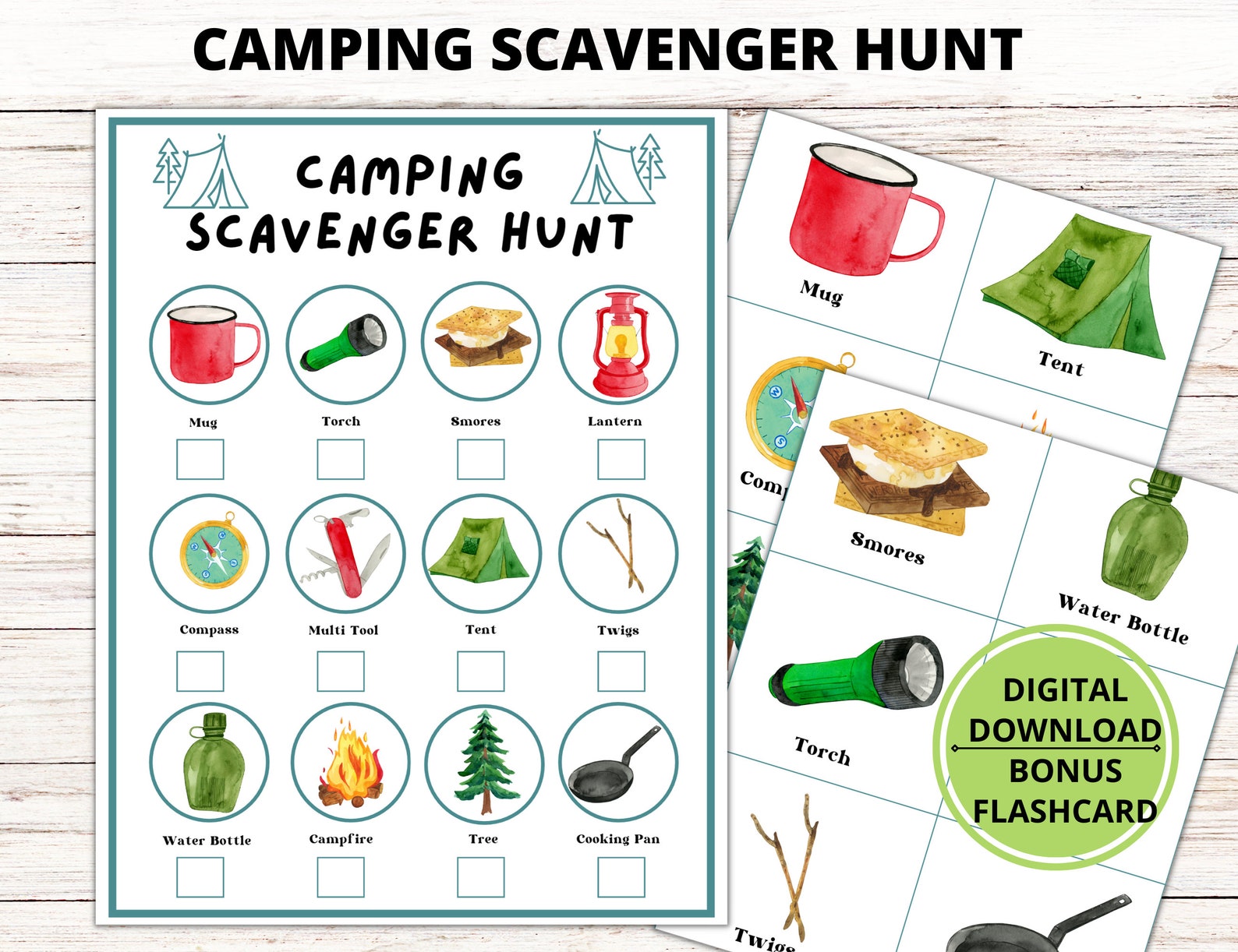 Camping Scavenger Hunt Printable for Kids, Outdoor Scavenger Hunt ...