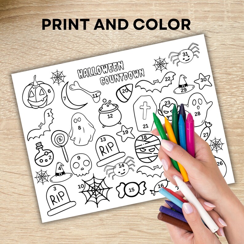 Halloween Countdown Calendar Printable, Halloween Countdown Advent ...