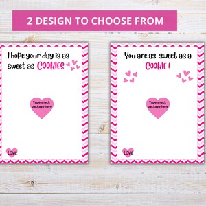 Valentine Day Cookie Snack Card Printable, Classroom Valentines Day ...