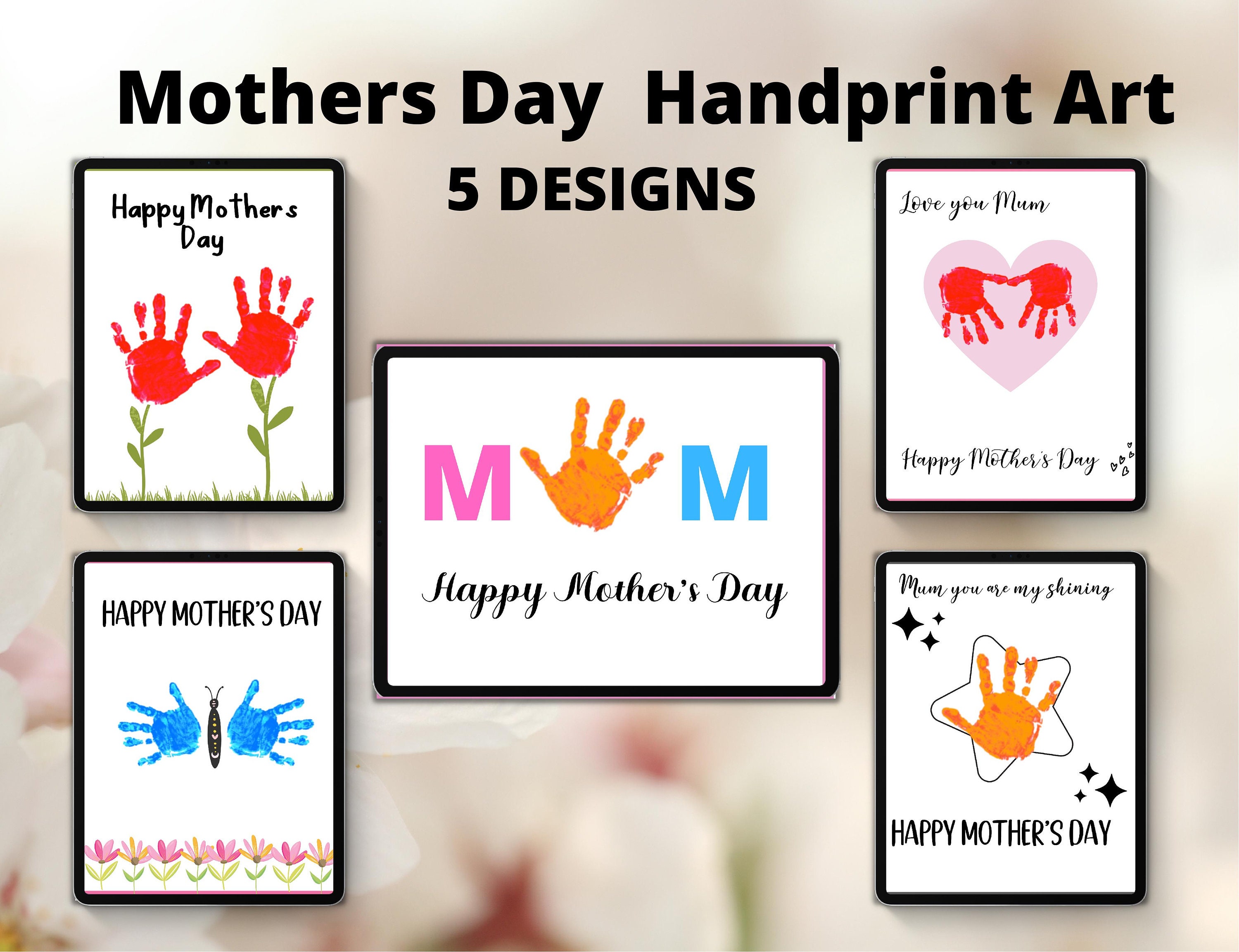Mothers Day Handprint Printable Art, First Mothers Day Card, Keepsake ...