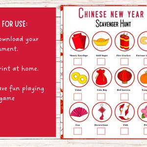 Chinese New Year Scavenger Hunt for Kids, Lunar New Year Scavenger Hunt ...