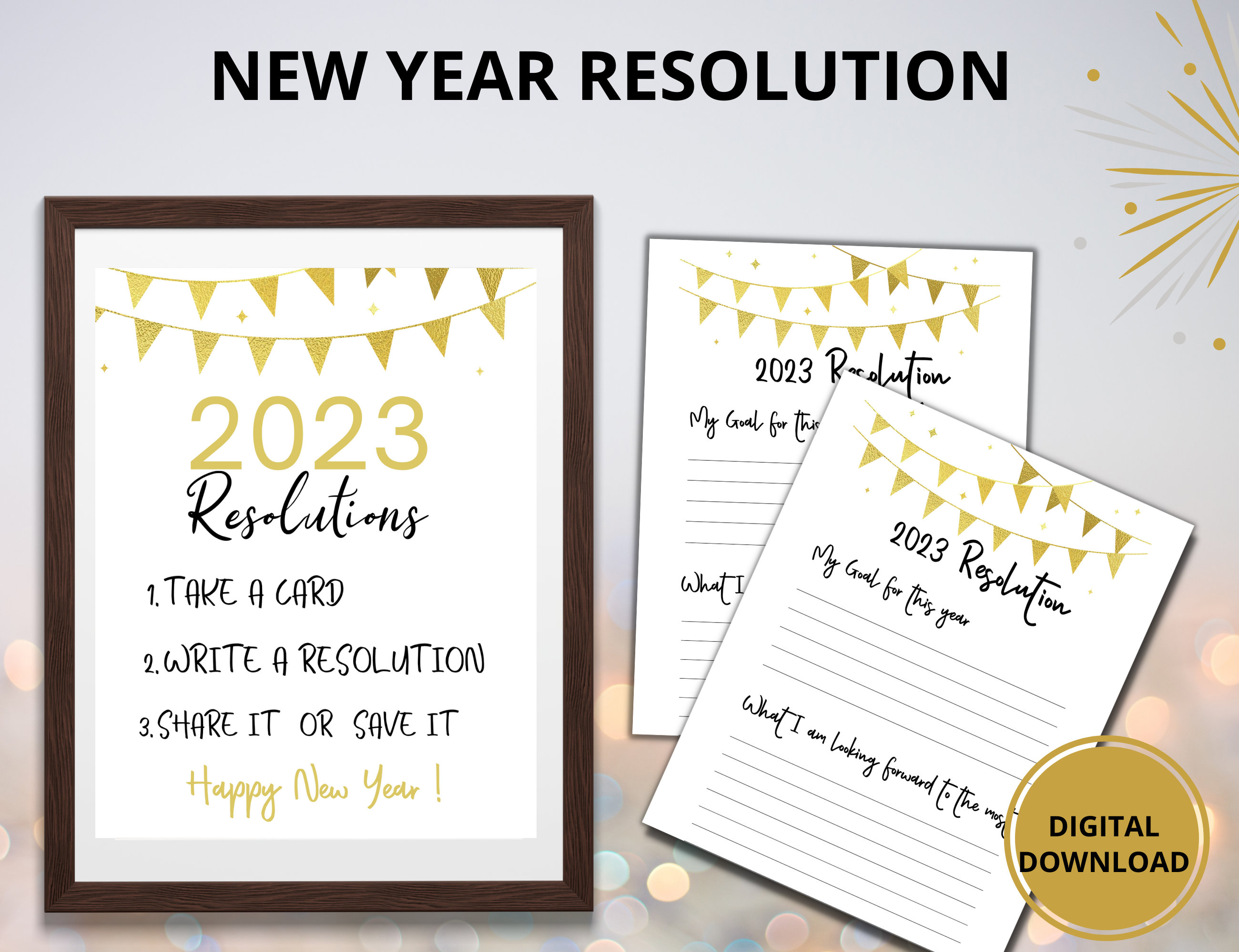 New Year Resolution Printable, 2023 Resolution, New Years Eve Party ... New Year Resolution Printable, 2023 Resolution, New Years Eve Party ...
