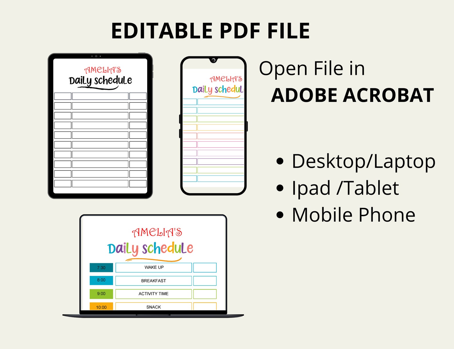 Kids Daily Schedule Template/ Homeschool Daily Routine / Kids to Do ...