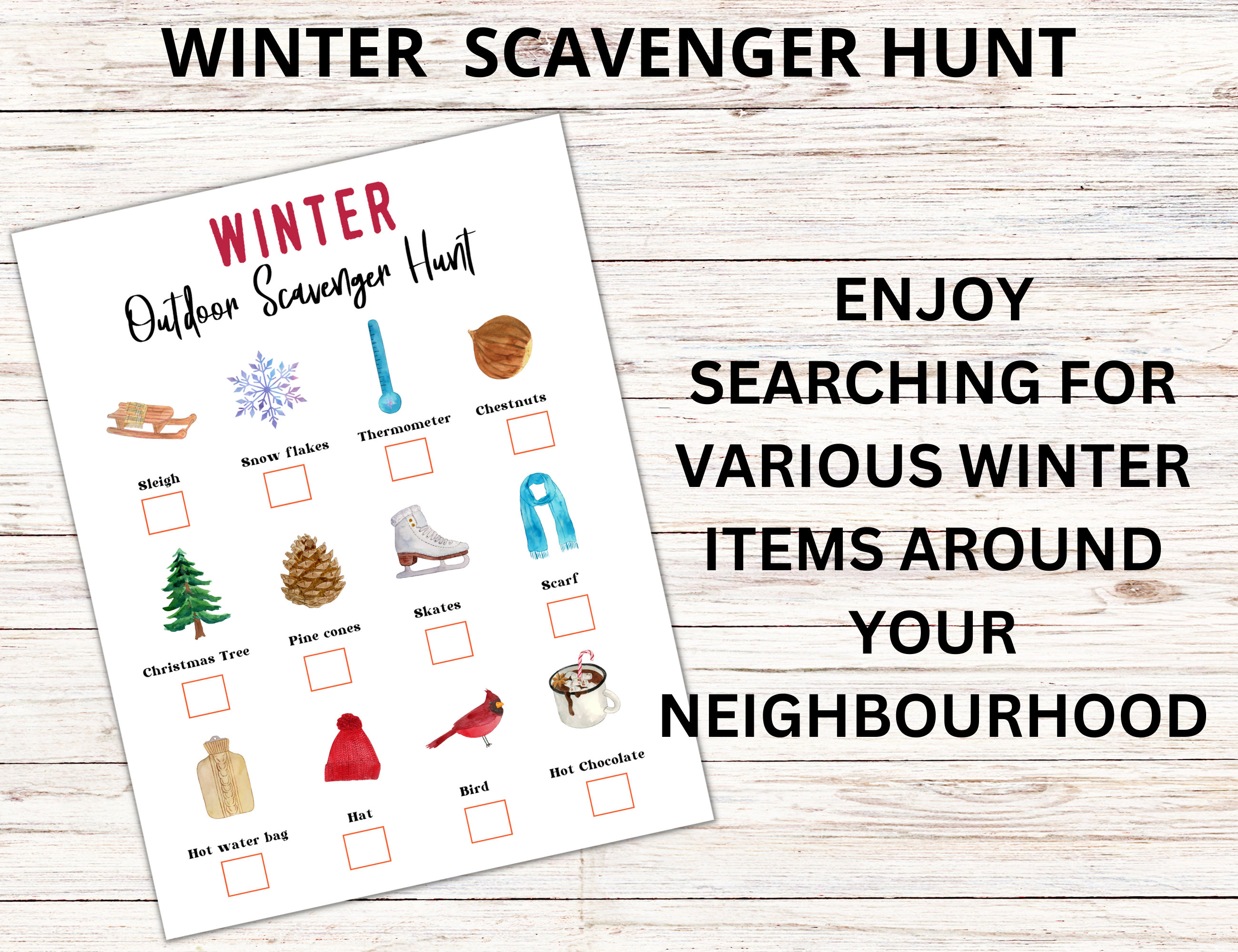 Winter Outdoor Scavenger Hunt Printable, Winter Nature Walks , Games ...