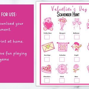 Valentine's Day Scavenger Hunt for Kids, Valentine's Day Treasure Hunt ...