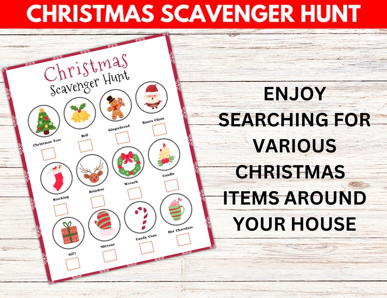 Christmas Scavenger Hunt Printable, Christmas Treasure Hunt for Kids ...
