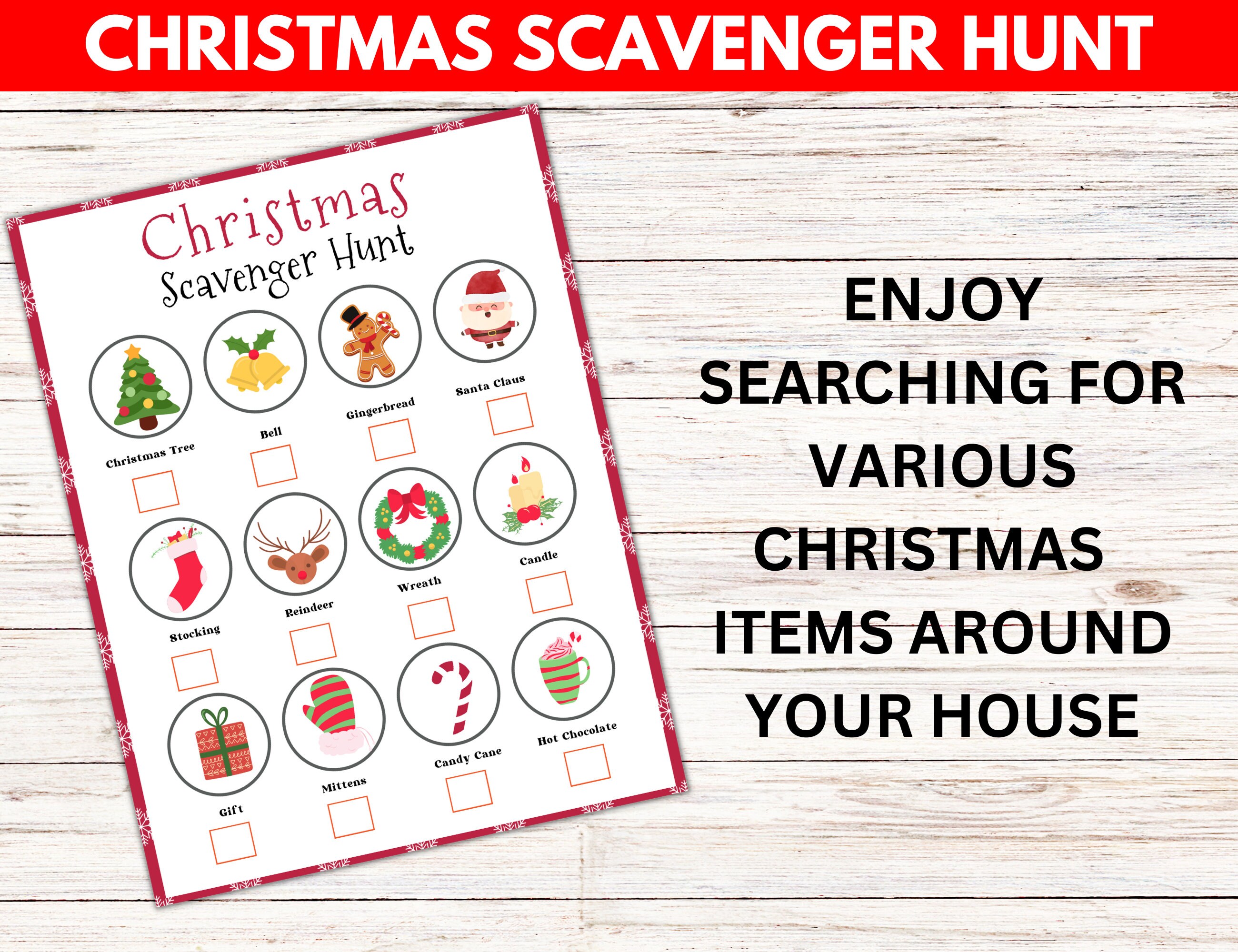 Christmas Scavenger Hunt Printable, Christmas Treasure Hunt for Kids ...