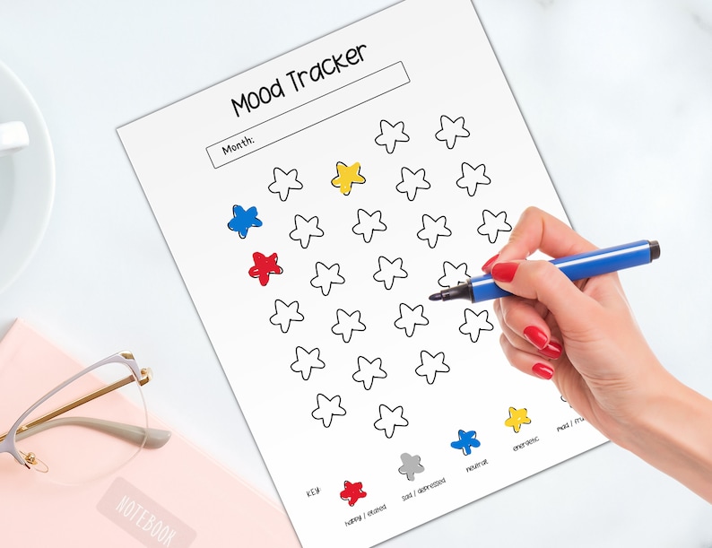 Mood Tracker Printable Bundle, Monthly Mood Tracker, Routine Tracking ...